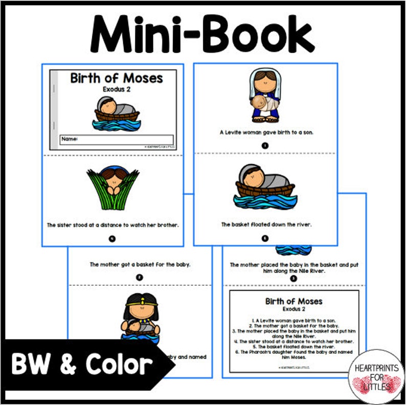 Birth of Moses Bible Story Sequencing Activities for Kids, Homeschool ...