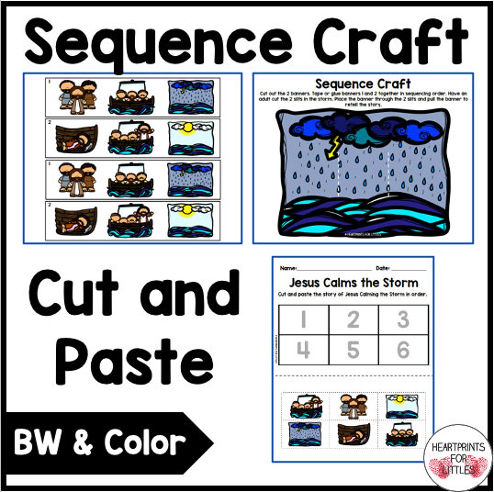 Jesus Calms the Storm Bible Story Sequencing Activities for - Etsy