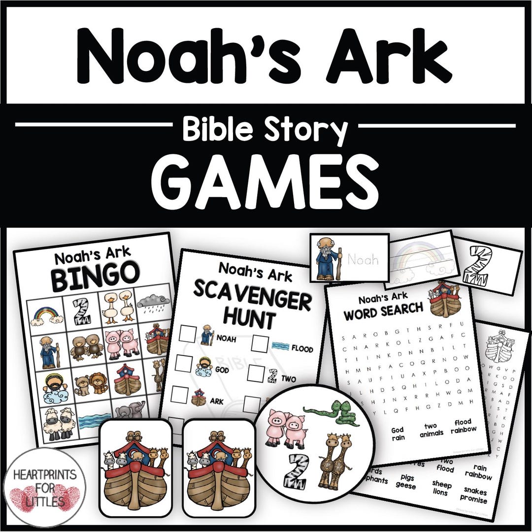 Noah's Ark Bible Games, Bingo, Memory, Scavenger Hunt, & More (digital ...