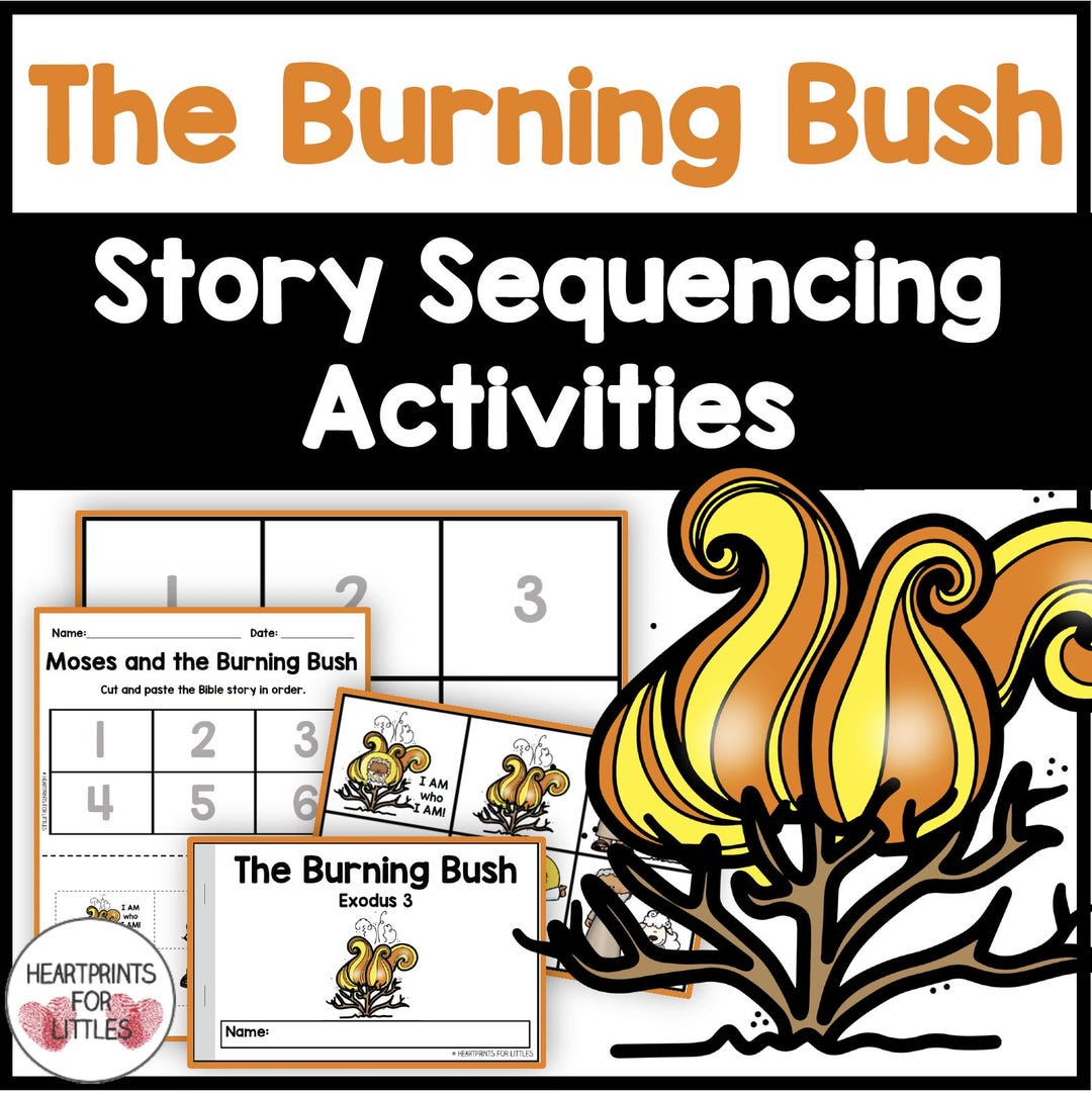 Moses and the Burning Bush Bible Story Sequencing Activities for Kids ...