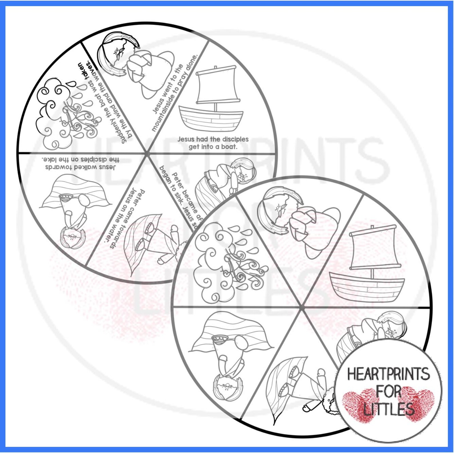 Jesus Walks on Water Bible Story Wheel, Sunday School Craft (digital ...