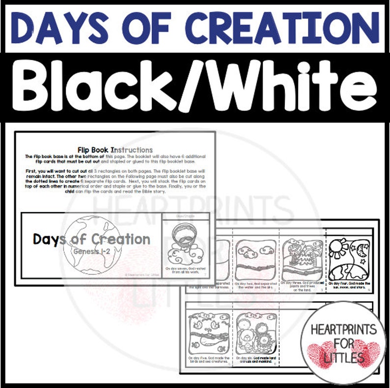 7 Days of Creation Flip Book, Bible Story Booklet, Sunday School ...