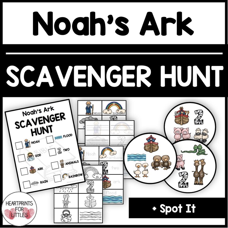 Noah's Ark Bible Games, Bingo, Memory, Scavenger Hunt, & More (digital ...