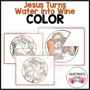 Jesus Turns Water Into Wine Bible Story Wheel, First Miracle of Jesus ...