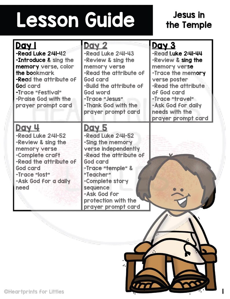 Jesus in the Temple Bible Lesson, Homeschool & Sunday School Activities ...