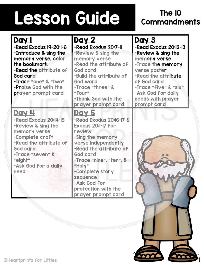 The 10 Commandments Bible Lesson, Homeschool & Sunday School Activities ...