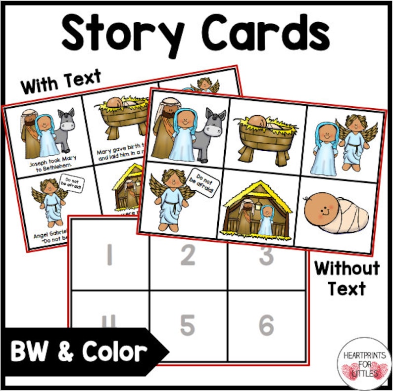 Birth of Jesus Bible Story Sequencing Activities for Kids, the Nativity ...