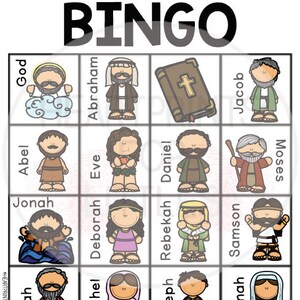 Bible Character Bingo Cards, Bible Game, Sunday School Game - Etsy Canada