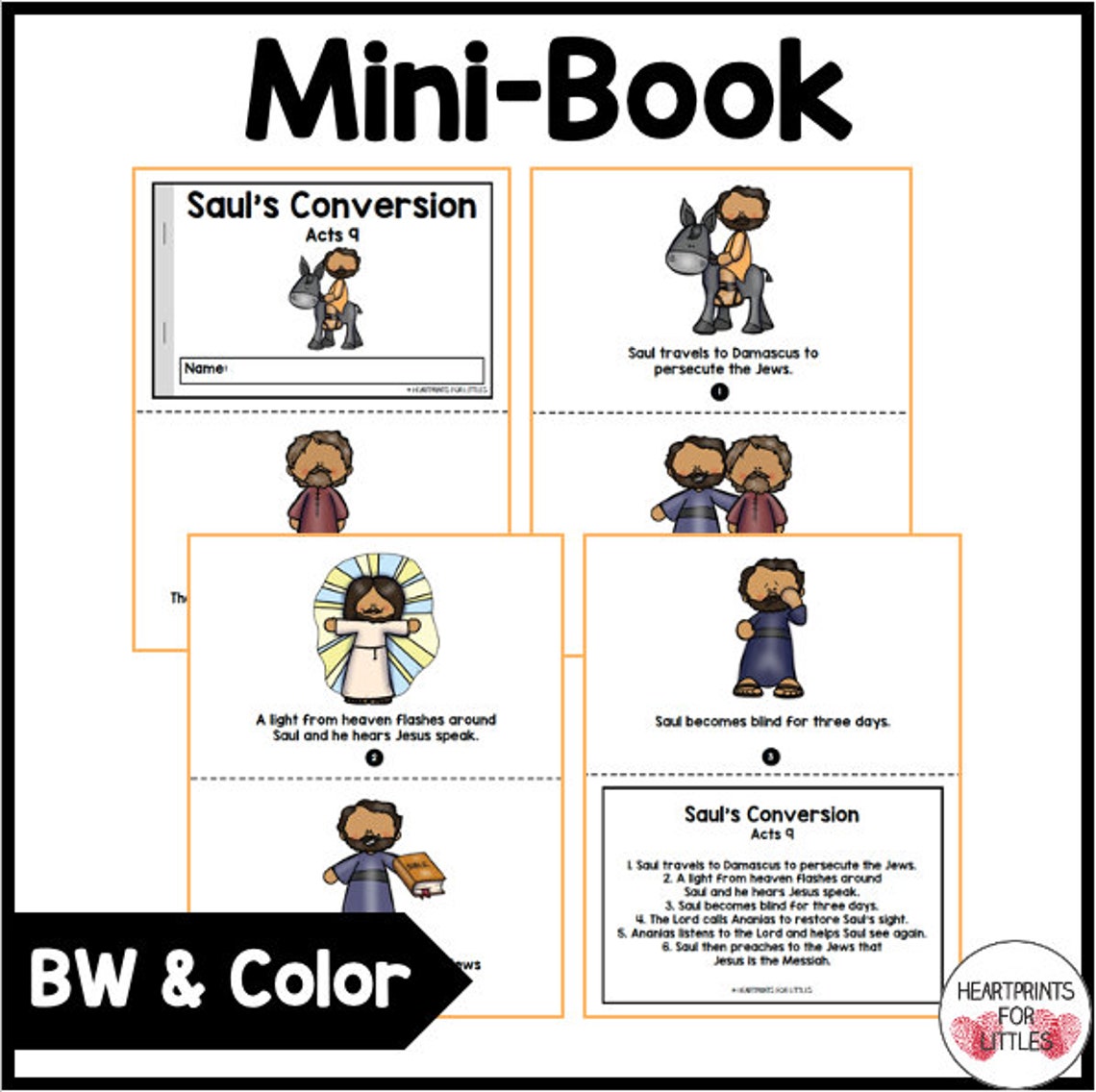 Saul's Conversion Bible Story Sequencing Activities for - Etsy