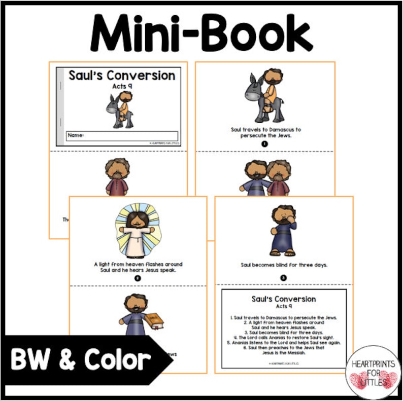 Saul's Conversion Bible Story Sequencing Activities for - Etsy