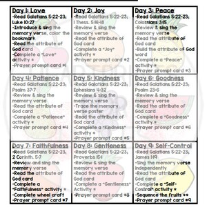 Fruits of the Spirit 9-day Bible Lesson, Homeschool Activities, Sunday ...