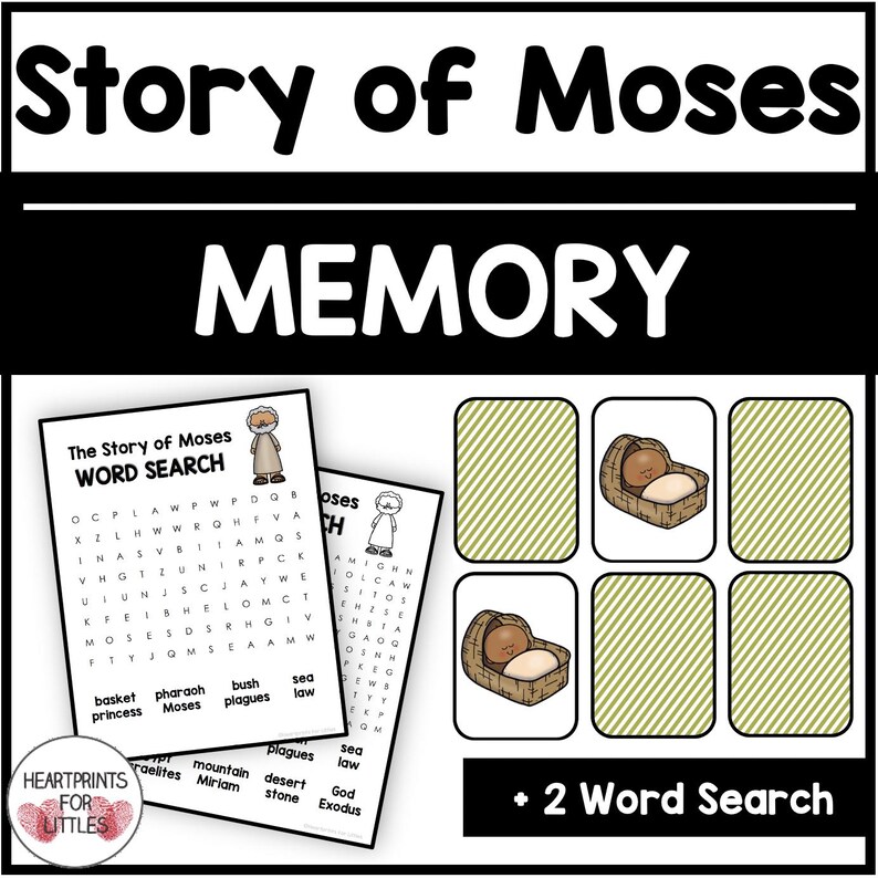 Moses Bible Story Games, Bingo, Memory Match, Scavenger Hunt & More ...