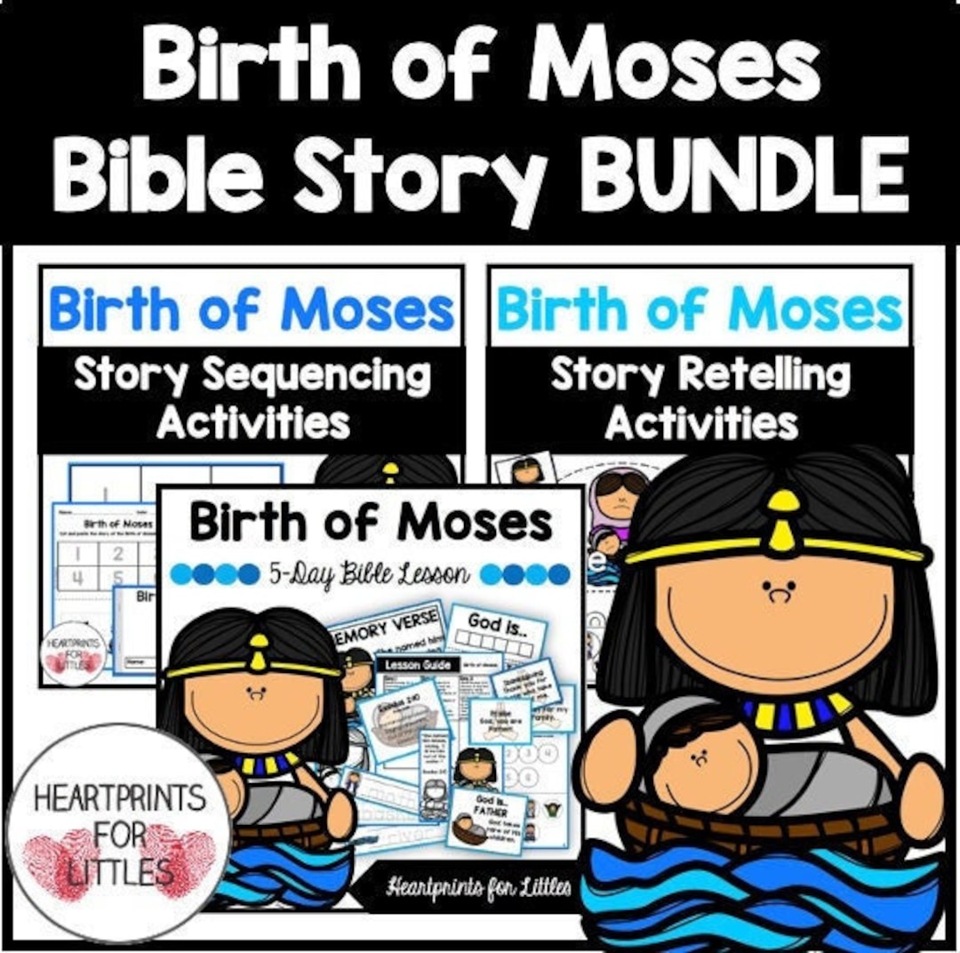 The Birth of Moses Bible Story Bundle, 5-day Bible Lesson, Sequencing ...