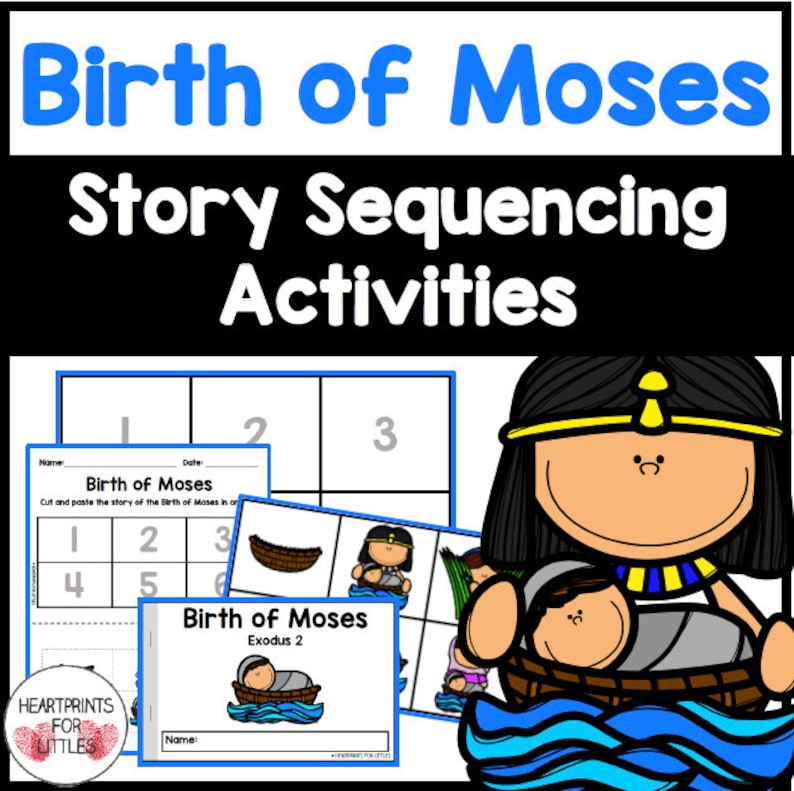 Moses Bible Story Sequencing Activities for Kids Homeschool - Etsy