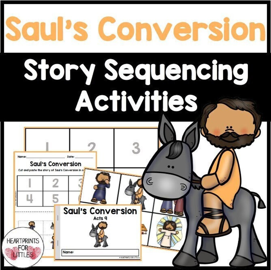 Saul's Conversion Bible Story Sequencing Activities for Kids, Saul ...