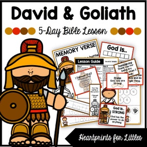 David and Goliath Bible Story Bundle, 5-day Bible Lesson, Sequencing ...