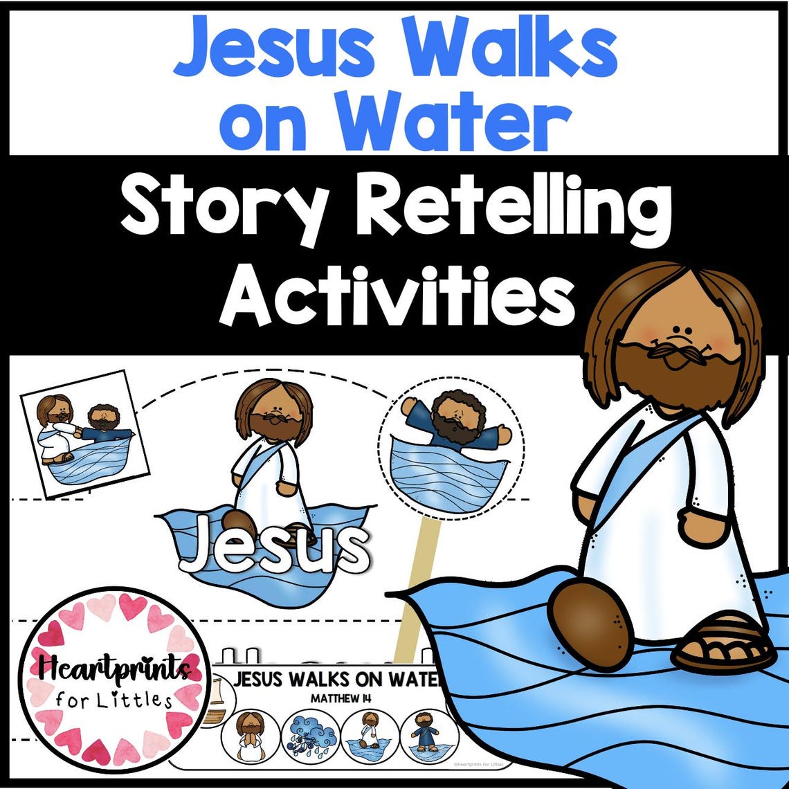 Jesus Walks on Water Bible Story Bundle, Activities (digital Download ...