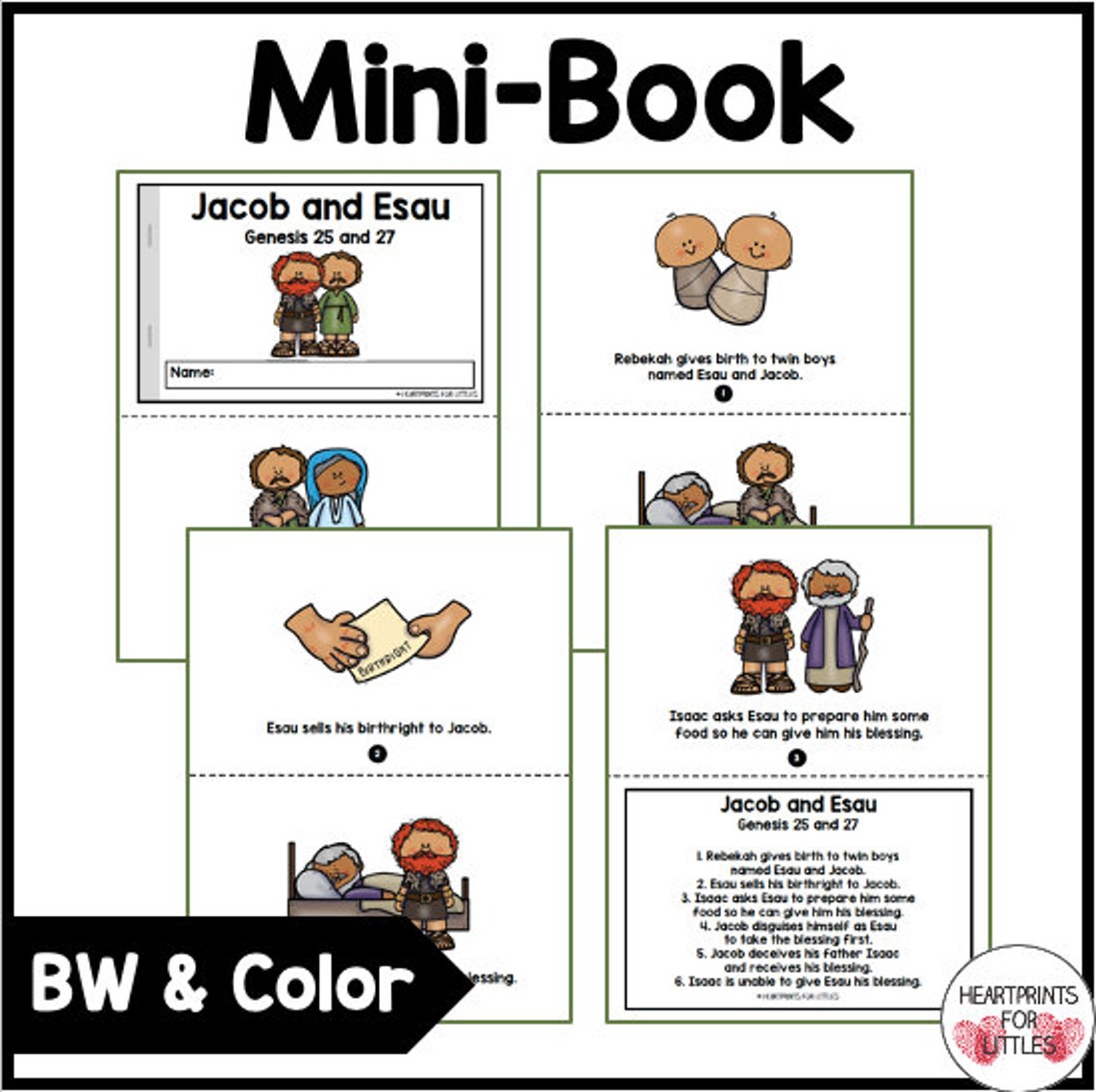 Jacob and Esau Bible Story Sequencing Activities for Kids - Etsy