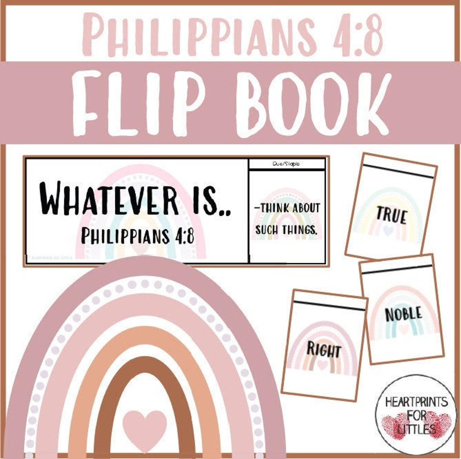 Philippians 4:8 Bible Verse Flip Book, Bible Verse Memorization ...