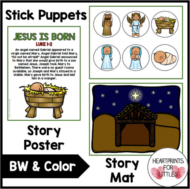 The Birth of Jesus Bible Story Retelling Activities for Kids, the ...