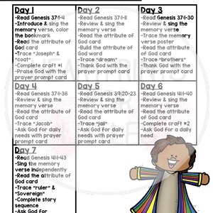 Story of Joseph 7-day Bible Lesson, Homeschool & Sunday School ...