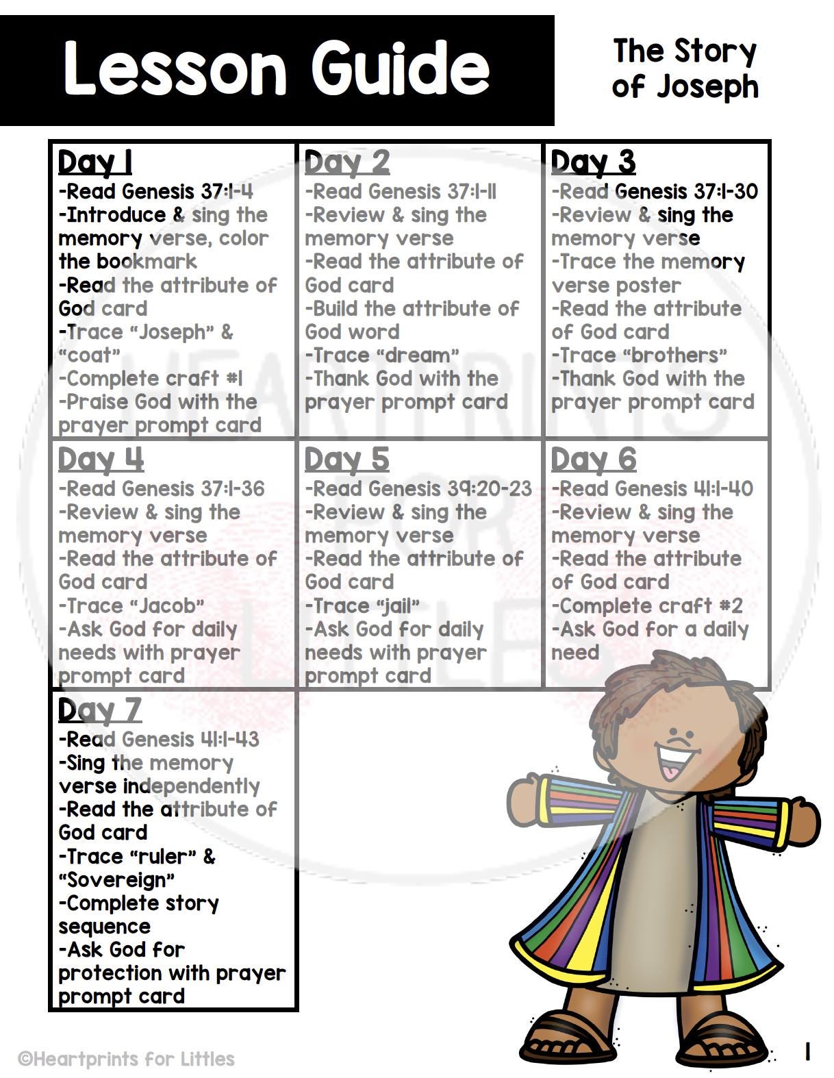 Story of Joseph 7-day Bible Lesson, Homeschool & Sunday School ...