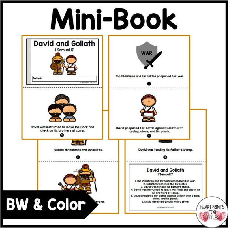David and Goliath Bible Story Sequencing Activities for Kids - Etsy ...