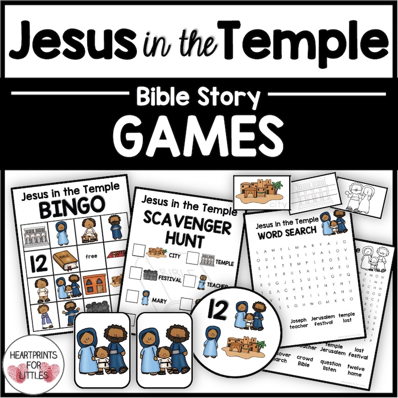 Jesus in the Temple Bible Story Games, Bingo, Memory Match, & More ...