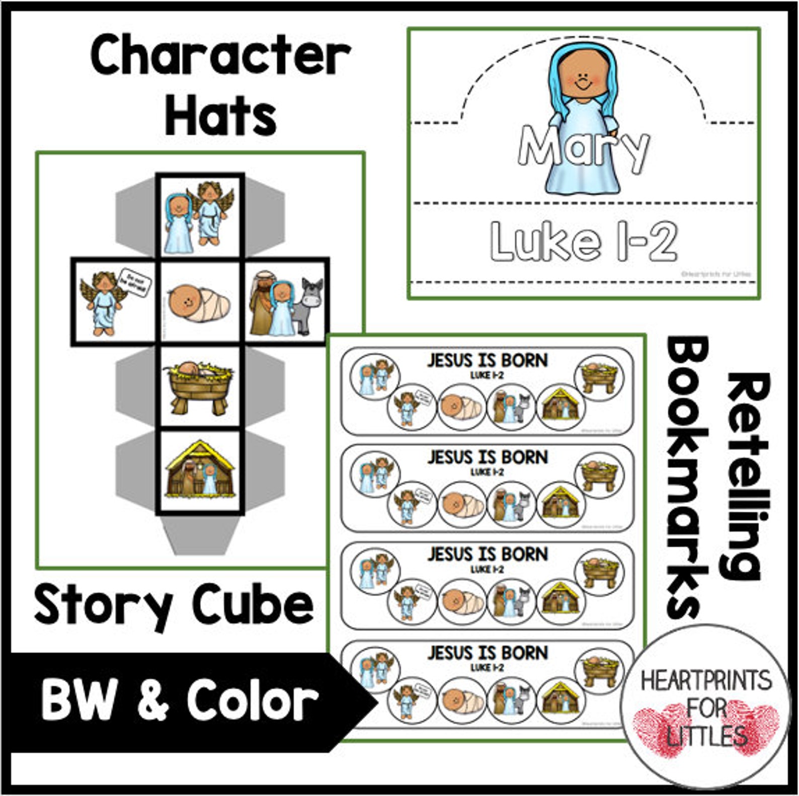 The Birth of Jesus Bible Story Retelling Activities for Kids, the ...