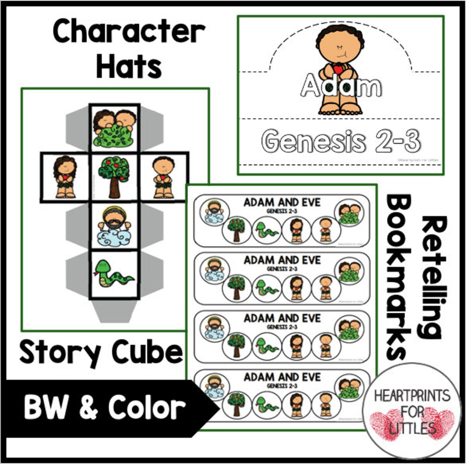 Adam and Eve Bible Story Retelling Activities for Kids, the Garden of ...