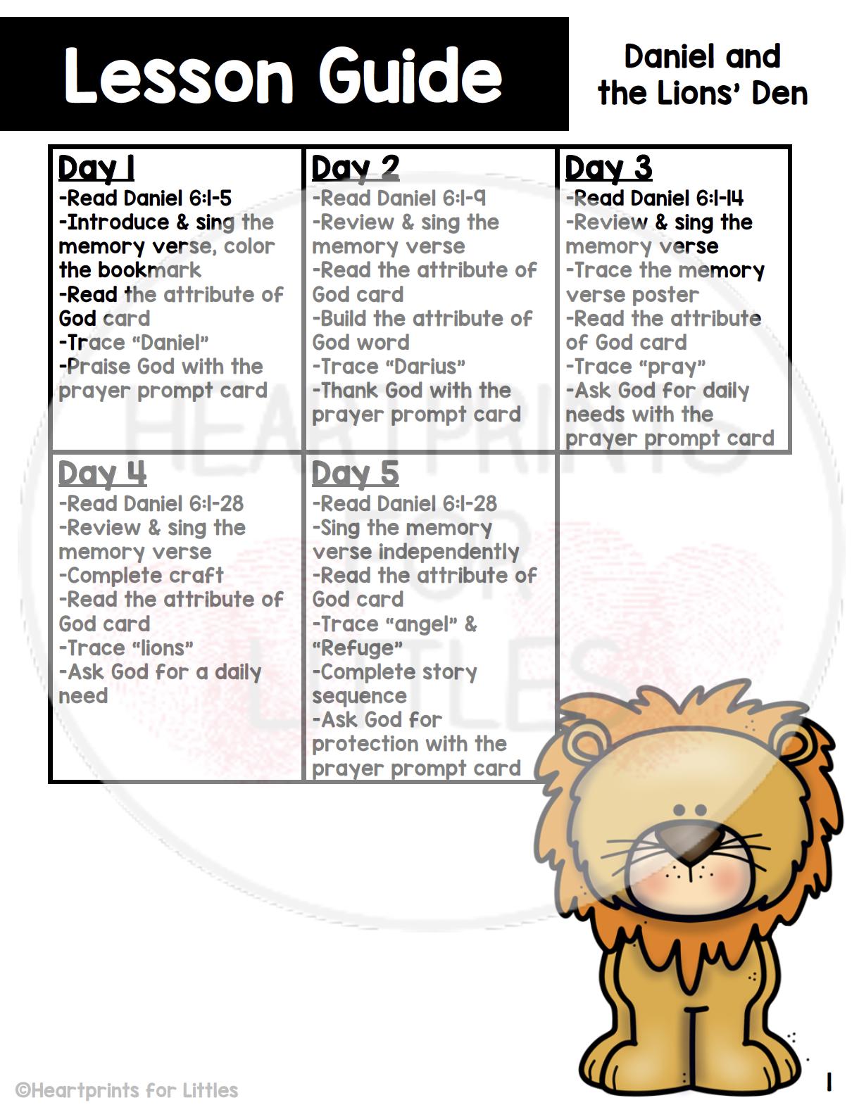 Daniel and the Lions' Den Bible Lesson, Homeschool & Sunday School ...