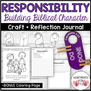 Responsibility Bible Lesson & Activities, Building Biblical Character ...