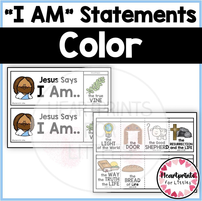 Jesus 'I AM' Statements Flip Book, Sunday School (digital Download) - Etsy