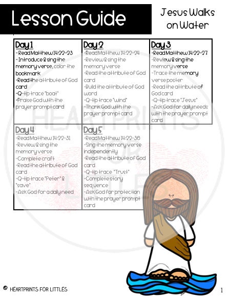 Jesus Walks on Water 5-Day Bible Lesson Homeschool | Etsy