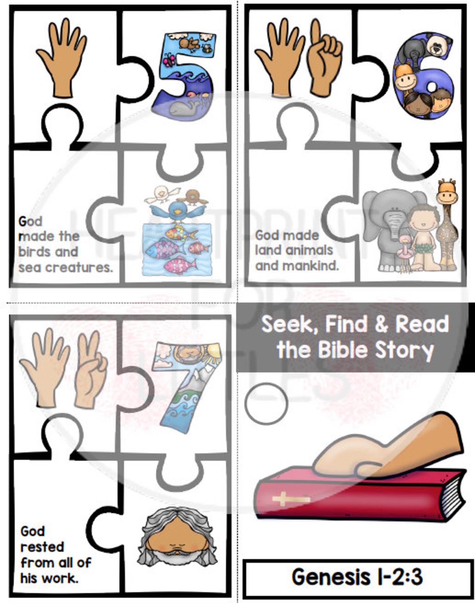 7 Days of Creation Task Cards Bible Task Cards Days of - Etsy