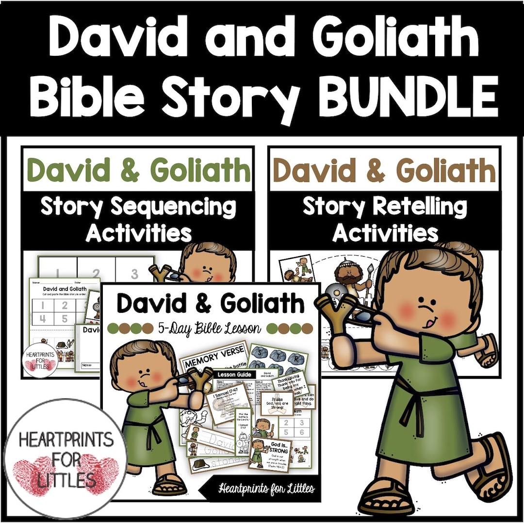 David and Goliath Bible Story Bundle, 5-day Bible Lesson, Sequencing ...