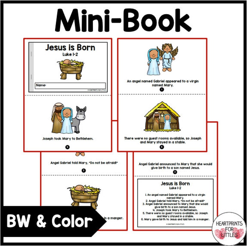 Birth of Jesus Bible Story Sequencing Activities for Kids, the Nativity ...