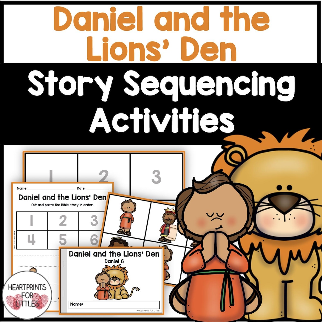 Daniel and the Lions' Den Bible Story Sequencing Activities for Kids ...