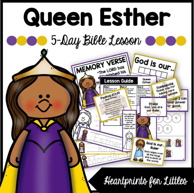 Queen Esther Bible Story Bundle 5-day Bible Lesson - Etsy