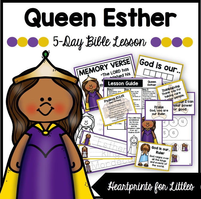 Queen Esther Bible Story Bundle 5-day Bible Lesson - Etsy