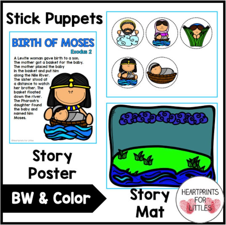 Birth of Moses Bible Story Retelling Activities for Kids, Homeschool ...