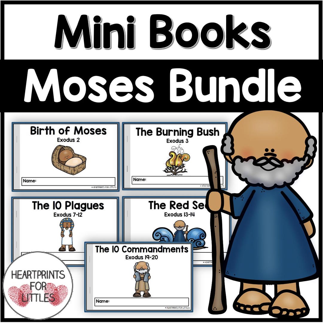 Moses Mini Books, Bible Stories for Kids, Sunday School (digital ...