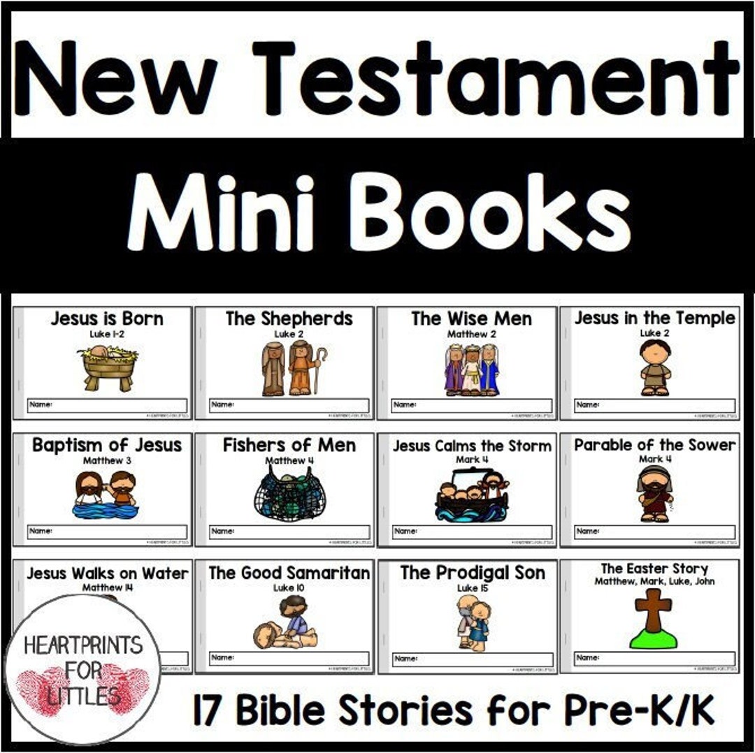 Neues Testament Mini Bücher, 17 Mini Reader, Bibelgeschichten für ...