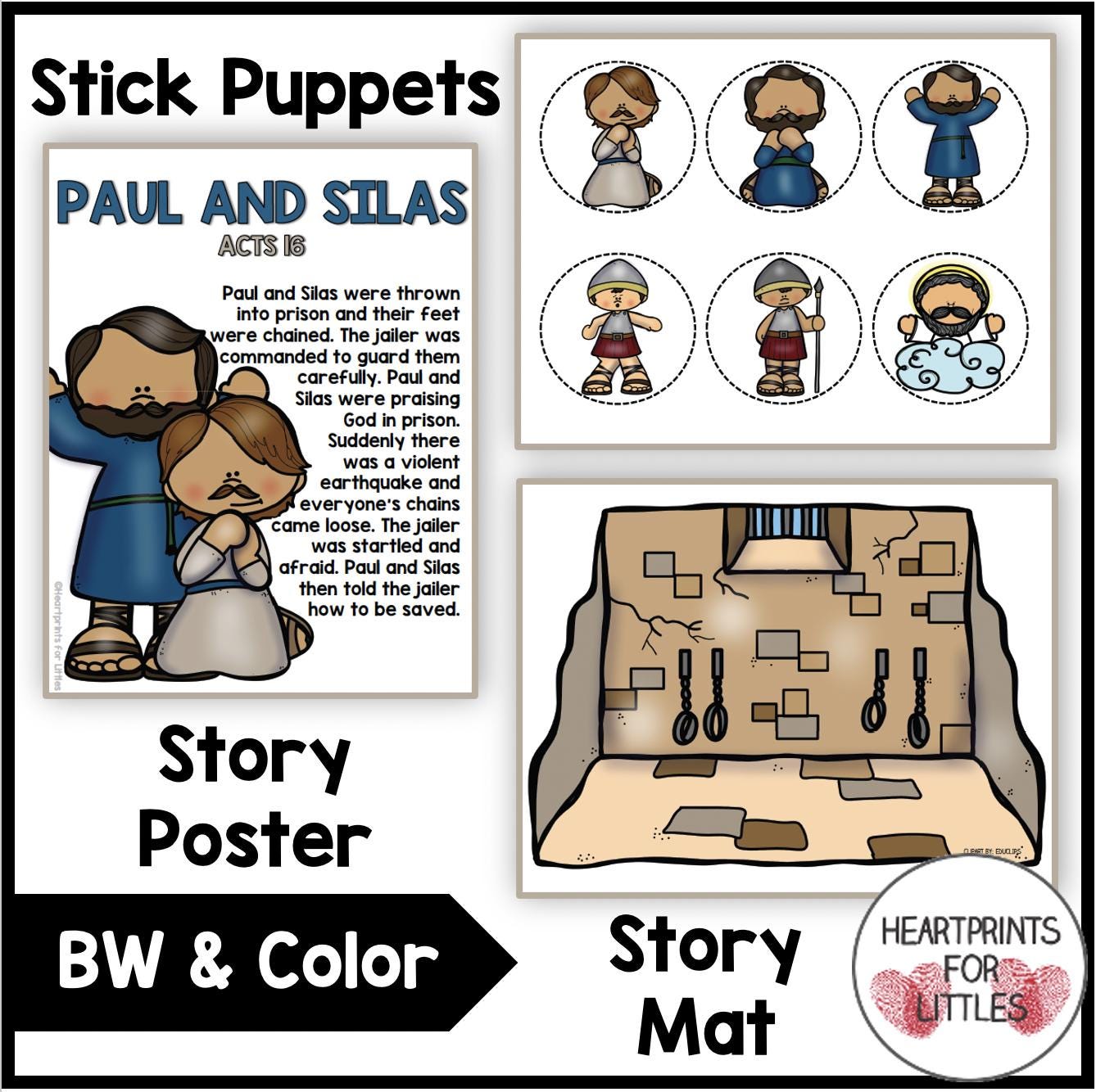 Paul and Silas in Prison Bible Story Retelling Activities for Kids ...
