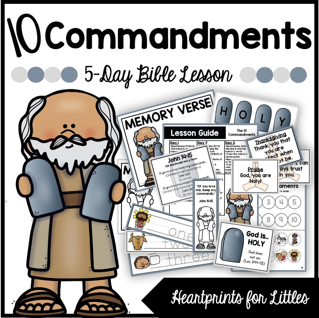 The 10 Commandments Bible Lesson, Homeschool & Sunday School Activities ...