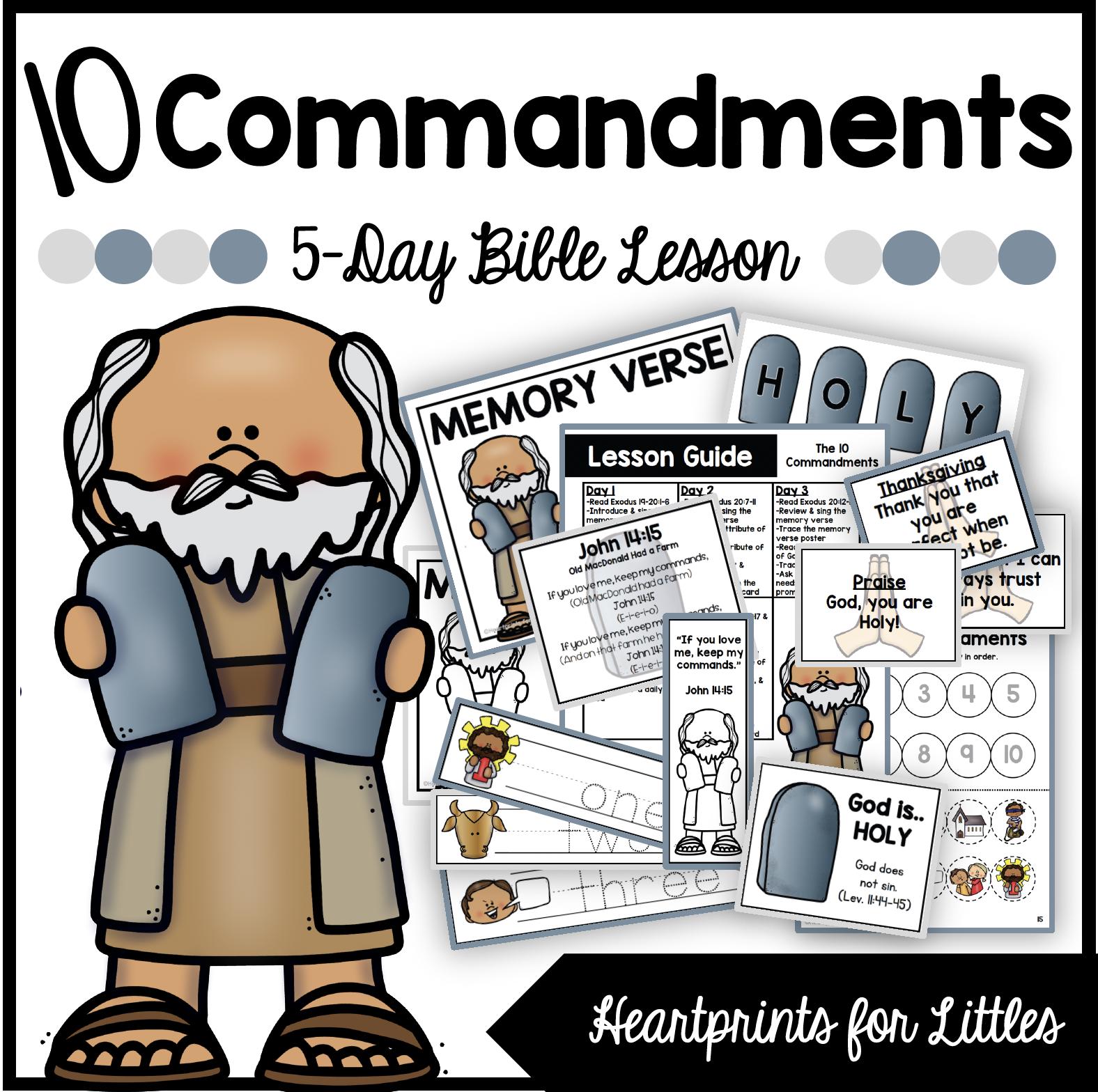 The 10 Commandments Bible Lesson, Homeschool & Sunday School Activities ...