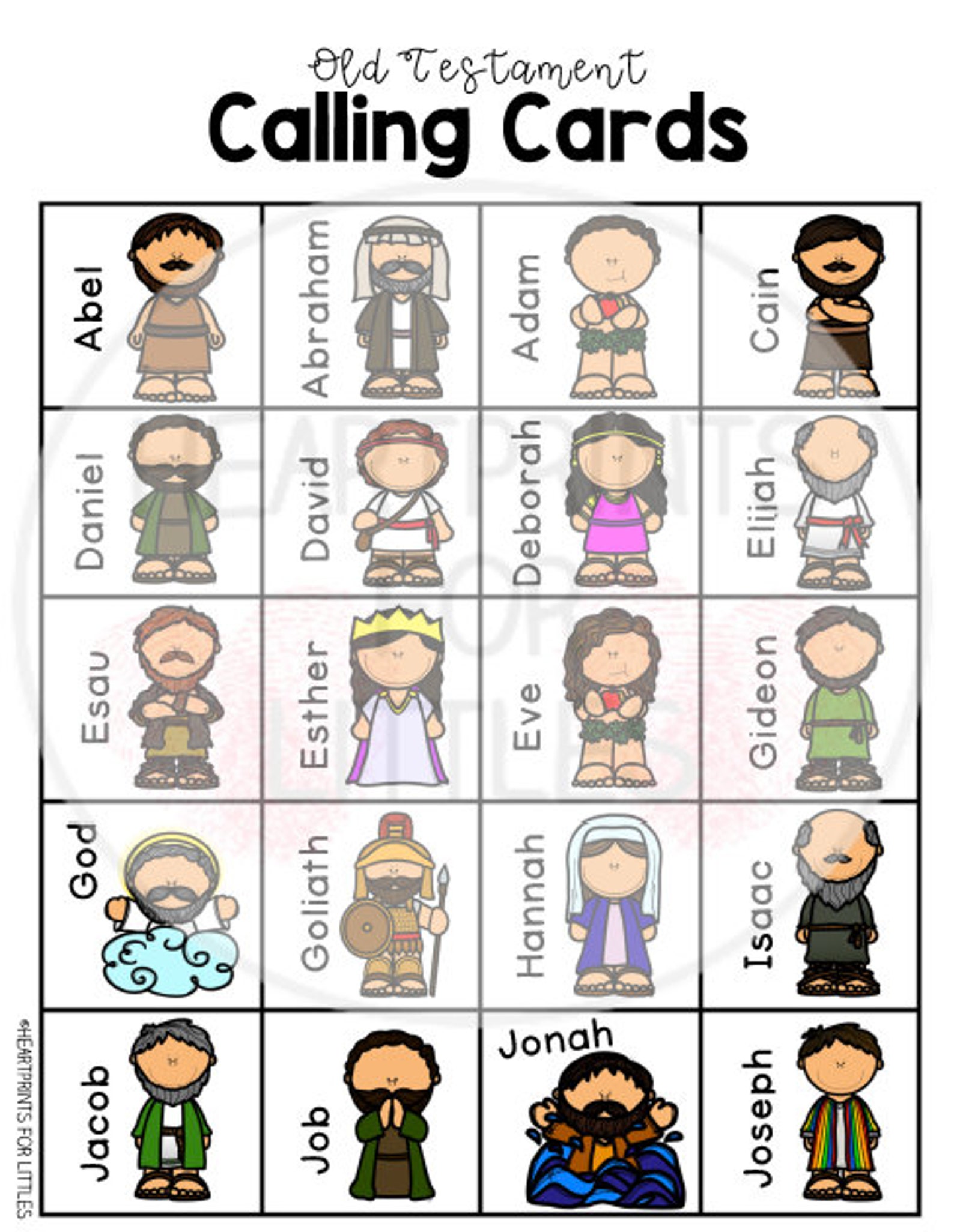 Bible Character Bingo Cards, Sunday School Game (digital Download) - Etsy