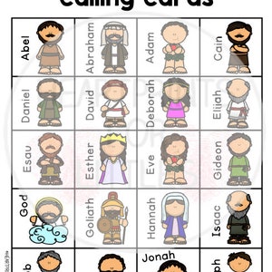 Bible Character Bingo Cards, Sunday School Game (digital Download) - Etsy