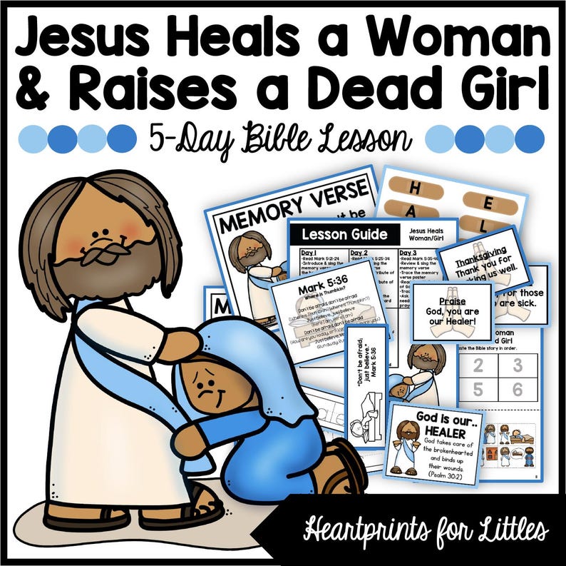 Jesus Heals a Woman and Raises a Dead Girl Bible Story Bundle, Bible ...