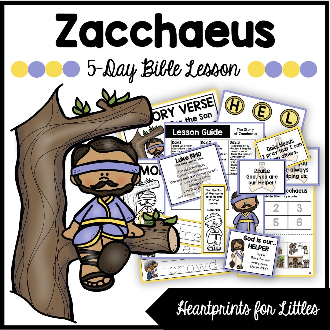 Zacchaeus Bible Lesson, Luke 19, Homeschool & Sunday School Activities ...